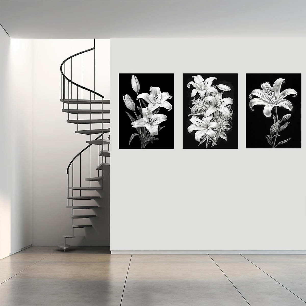 JOSUE 3PCS Boho Neutral Plant Posters Canvas Wall Art Decor,Mid Century Modern Black,white Picture Artwork Painting For Living Room Bedroom Bathroom Kitchen Wall Decor -8x12in Framed