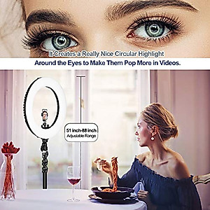 Emart 18-inch Ring Light with Stand, 65W Big Adjustable 3200-5500K LED Ringlight with Ultra-wide Lighting Area for Camera Photography, YouTube Videos, Makeup, Kit: Phone Holder, Remote, Soft Tube, etc