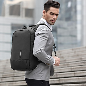 Kingsons Laptop Backpack, Slim Business Travel Computer Bag with USB Charging Port Anti-Theft Water Resistant for 15.6 Inch Laptop Rucksack for men