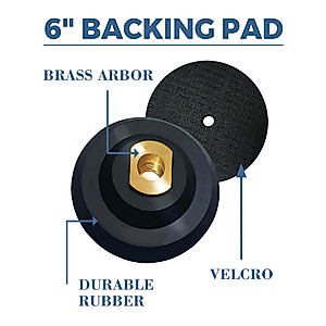 ComeFloor Rubber Backer Pad 6 Inch Hook and Loop Rubber Backing Pad for Angle Grinder, Hand Grinder - Arbor 5/8"-11 6"
