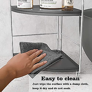 Kitchen Spice Rack Standing Shelf, 2-Tier Corner Storage Shelf , Bathroom Countertop Organizer , Vanity Tray Cosmetic & Makeup Storage, Silver&Black