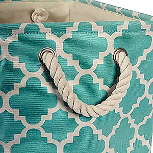 DII Polyester Container with Handles, Lattice Storage Bin, Large, Aqua