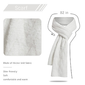 ecodudo Women Winter Beanie Hat Scarf Set Touch Screen Gloves Set with Pom for Women (White)