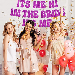BEISHIDA Purple Its Me Hi I'm The Bride Its Me Banner,NO DIY, Pre-Strung Bachelorette Party Decorations,for Bachelorette Party, Bridal Showers parties supplies