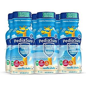 PediaSure Grow & Gain With Immune Support, Kids Protein Shake, Vanilla, 8-fl-oz Bottle, 6 Shakes