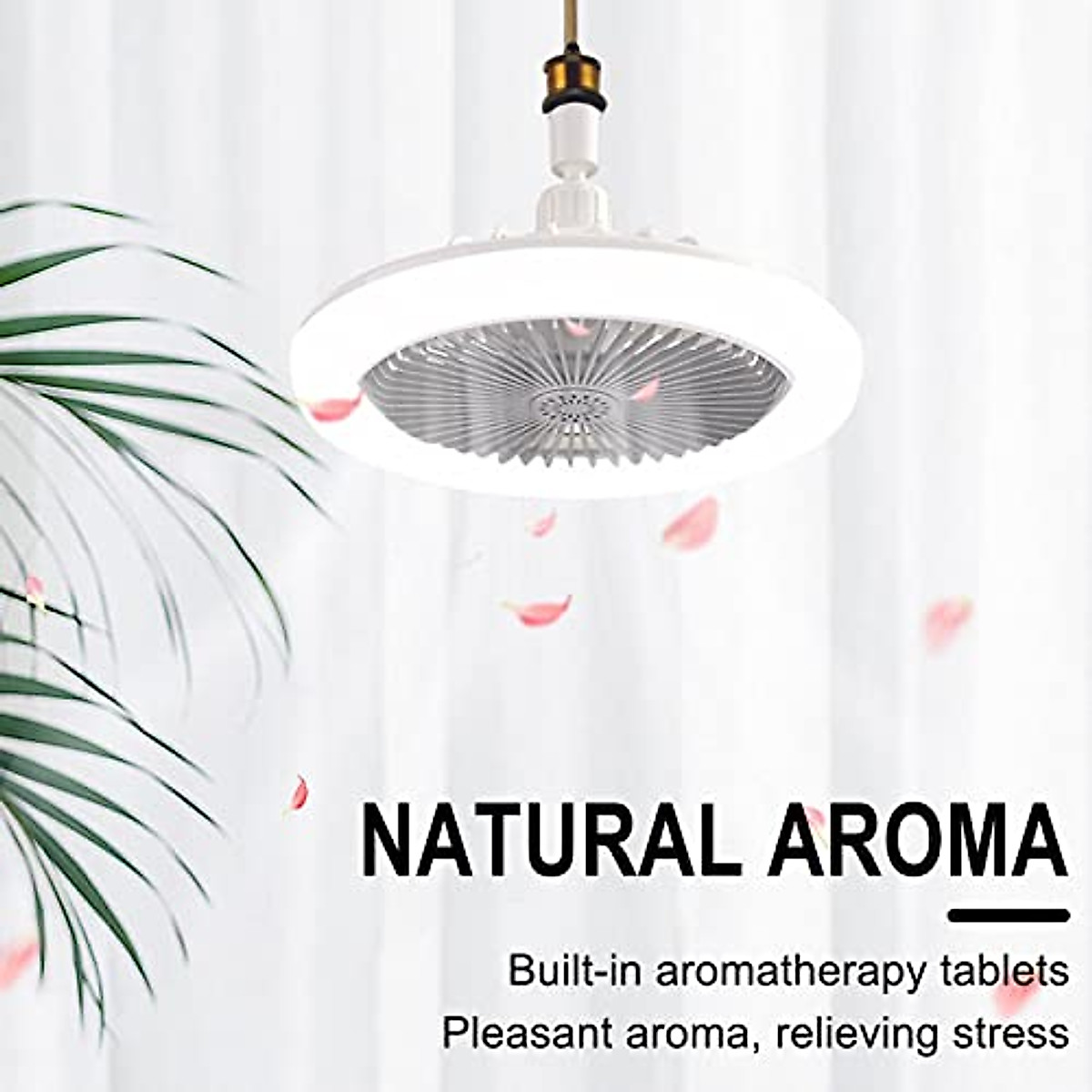 Enclosed Low Profile E27 Ceiling Fan With Lights - Multifunctional 2-in-1 Modern Electric White Ceiling Fan with Dimmable LED Light Kit & Gimbal Lamp Holder for Bedrooms Kitchen Offices Decor (Gray)