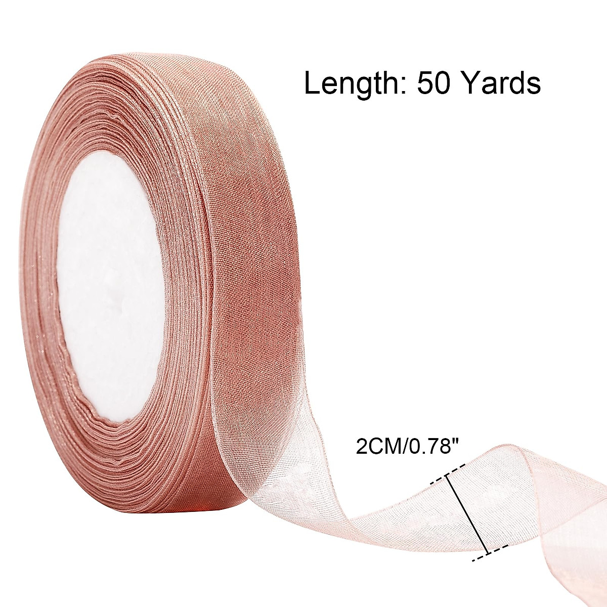 joycraft Gift Ribbon, Sheer Organza Ribbon, Handmade Ribbon, 50 Yds x 0.78" Rose Gold Organza Chiffon Ribbon, Mesh Fabric Ribbon for Gift Wrapping, DIY Craft, Xmas Party Deco