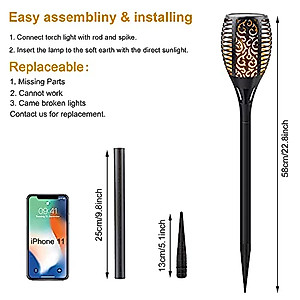 14 Pack Solar Lights Outdoor, 33LED Solar Torch Lights with Dancing Flickering Flames, Waterproof Landscape Decoration Flame Lights for Garden Pathway Yard-Auto On/Off Dusk to Dawn