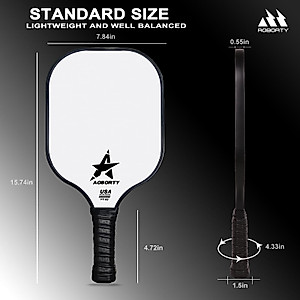 AOBORTY Pickleball Paddles 4 Pack - Light Graphite Premium Rackets Fiber Face Pickleball Set with 6 Outdoor Indoor Balls Including Portable Carry Bag