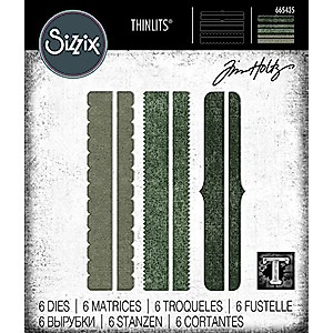 Sizzix Thinlits Die Set 6PK-Decorative Trims by Tim Holtz, 665435, Multicolor