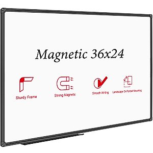 JILoffice Magnetic Whiteboard/White Board, Dry Erase Board 36 x 24 Inch, Black Aluminum Frame Wall Mounted Board for Office Home and School