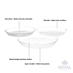 Royal Imports Plastic Planter Saucer, Clear Drip Tray, Flower Pot Disposable Bowl Plate, Moisture Drainage Liner for Home and Garden, 12", 10-Pack