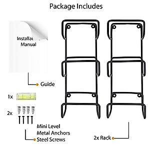 Wallniture Moduwine Bathroom Towel Rack Wall Mounted Set of 2, 3 Sectional Bathroom Towel Holder and Yoga Mat Storage Rack, Metal Black