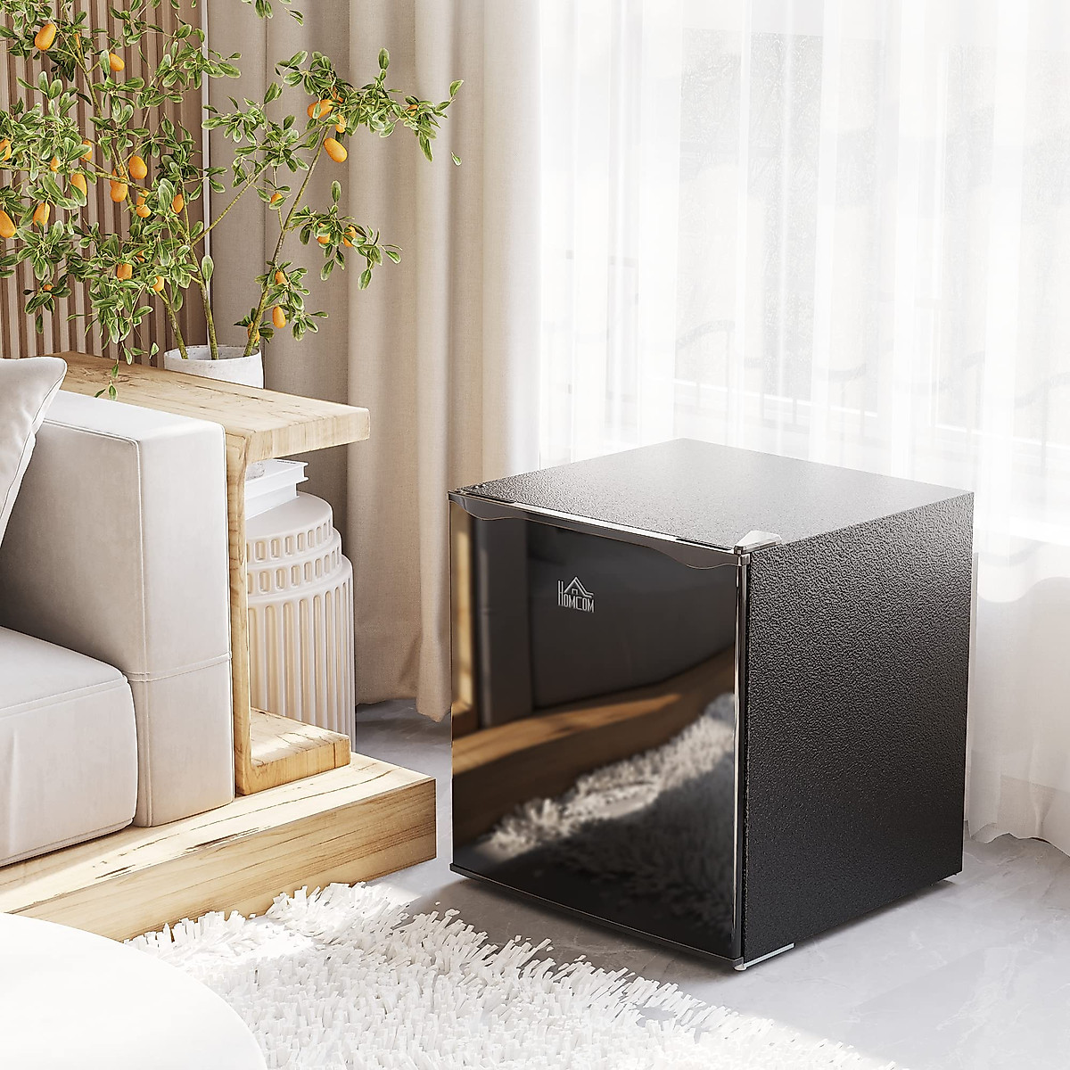 HOMCOM Mini Freezer Countertop, 1.1 Cu.Ft Compact Upright Freezer with Removable Shelves, Reversible Door for Home, Dorm, Apartment and Office, Black