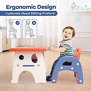 QUIIKM Toddler Table and Chair Set Children Activity Table and 2 Chairs for Art Craft Building Blocks Furniture Set Gift for Toddler Boys Girls (Blue)