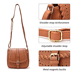 forestfish Ladies' Vintage Hollow Crossbody Bag Shoulder Bag Purse with Adjustable Shoulder Strape, Brown