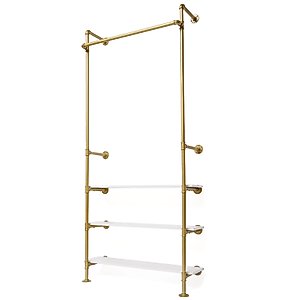 HYYKJ-US 3 Layer Shelves Wall Mounted Clothes Rail Shelf Multifunctional Garment Rack Towel Rack Vintage Clothes Rack Clothing Organizer for Retail Entryway Bedroom Balcony Indoor Use Home Decor Gold
