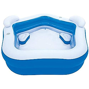 Inflatable Pool with 2 Seats,Headrest Cup Holder Family Paddling Pool Swimming Pool Bath Tub for Kids Toddlers Adults