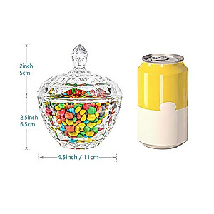 ComSaf Halloween Glass Candy Dish with Lid, Clear Covered Halloween Candy Bowl, Crystal Candy Jar, Halloween Candy server for Home Kitchen Office Table, Small Set of 2