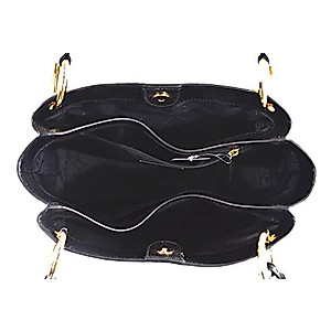 Michael Kors Women's Nicole Large Shoulder Bag Tote Purse Handbag (Black Leather)