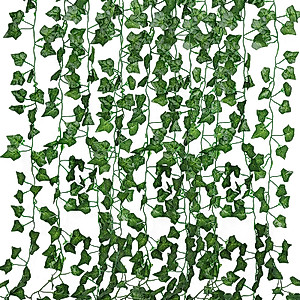 RECUTMS Fake Vines for Room Decor 86 FT Artificial Ivy Garland Hanging Plants Faux Greenery Leaves Bedroom Decor Aesthetic for Wall Wedding Party Home Garden Office Patio Outdoor Decoration(12 Pack)