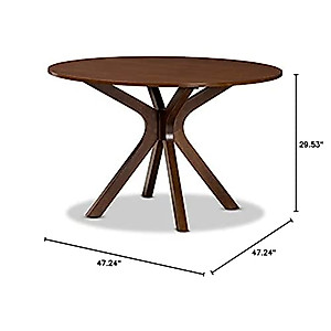 Baxton Studio Kenji Modern and Contemporary Walnut Brown Finished 48-Inch-Wide Round Wood Dining Table