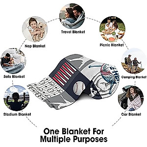 TEEMAN Personalized Baseball Fleece Sherpa Throw Blanket, Baseball Gifts for Boys 8-12, Custom Name Blanket for Baseball Fan Player, Blankets for Sports Fans Kids Boys Adults on Birthday