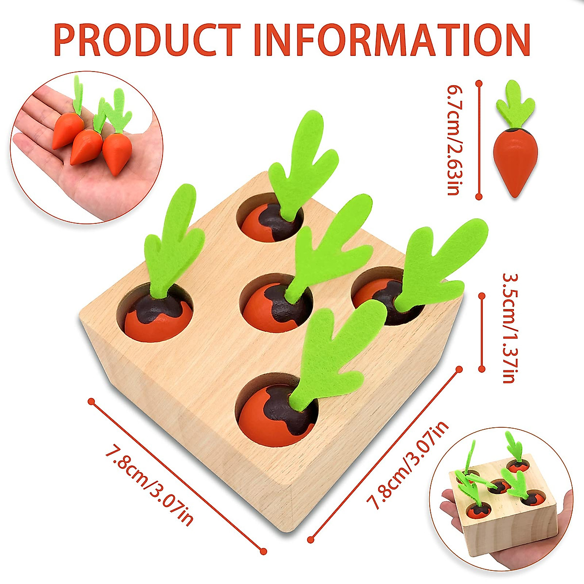 Doyolta Montessori Toys for Toddlers 4 Years Old, Shape Sorting Matching Puzzle Toy with Carrots Travel Toys in Tin Box for 4 Year Old Gifts for Boys Girls