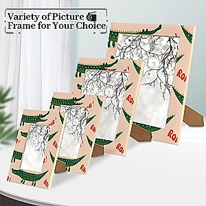 POFATO Funny Crocodiles 5x7 Picture Frame Wood Photo Frame for Tabletop Display Wall Mount Picture Frame Display 5 x 7 Inch Photo Wall Decor Home Gift Frames