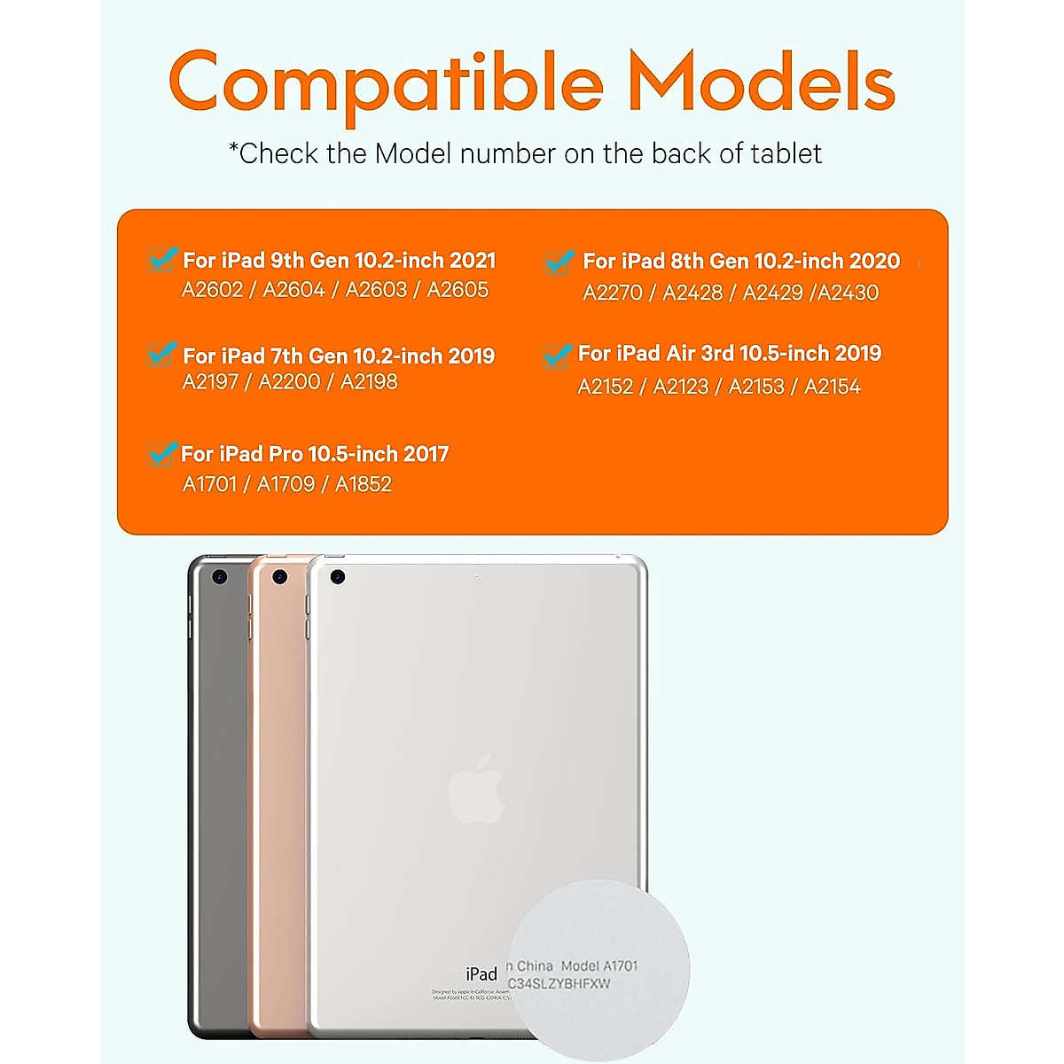 CHESONA Keyboard Case for iPad 9th Generation 2021 10.2 Inch, Detachable Wireless with Pencil Holder Stand Folio Keyboard Cover for iPad 9th Gen/8th Gen/7th Gen 10.2" (Black)