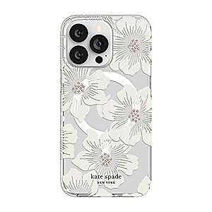 kate spade new york Protective Hardshell Case for MagSafe for iPhone 13 Pro - Hollyhock Floral Clear