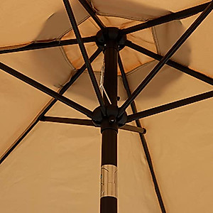 Blissun 7.5 ft Patio Umbrella, Yard Umbrella Push Button Tilt Crank (Tan)