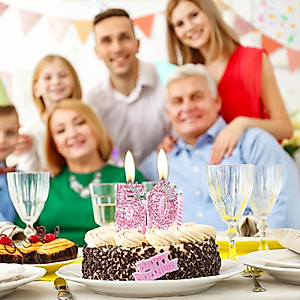 iNINGER 18th Birthday Candles,Number 18 Candles, Pink Happy Birthday Candle for Cake,Rose Gold Design Cake Topper Decorations for Girl Women Pet Birthday Party Wedding