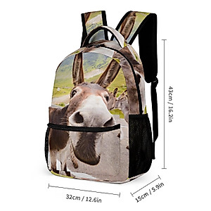 Niapessel Kids Backpack for School, Funny Donkey Pattern Students Bookbags School Bags Girls Boys