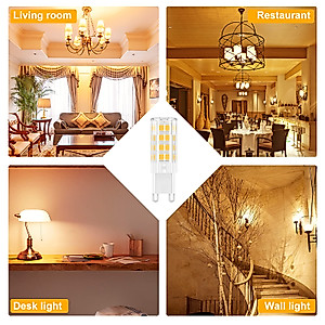 TopLeder G9 LED Bulbs, 3000K Warm White 5W 450LM LED Light Bulbs, No Flicker Non-Dimmable, 40W Halogen Bulb Equivalent, 120V Bi Pin G9 Base Bulbs for Home Lighting, 6-Pack