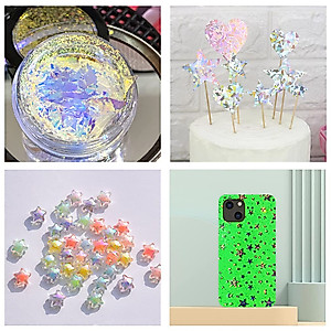 HYANG Glitter Star Solid Transparent PVC Super Clear Holographic Vinyl Faux Leather Sheets 1 Roll 12" x 47" (30cm x 120cm) for DIY Bows Earrings Bags DIY Crafts Making