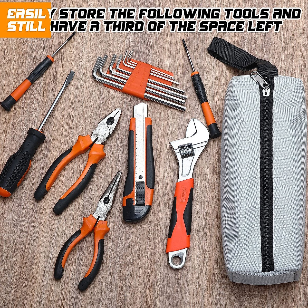 9 Packs Small Tool Pouch Zipper Tool Bags Canvas Waterproof Versatile Hand Zippered Tool Pouches Heavy Duty Multipurpose Zipper Tool Pouch Tote Bag for Organizer Storage (9.8 x 3.3 x 2.7 Inch)