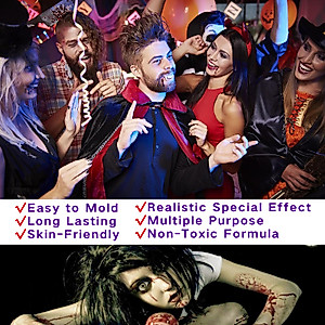 MEICOLY Scar Wax Kit with Spatula,Fake Nose Putty for Santa Christmas Makeup,SFX Scar Makeup,Fake Scar Modeling Wax for Realistic Scar,Wound and Cut,Halloween Special Effects Makeup,Light,(1.67Oz)