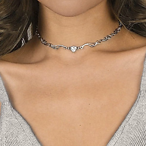 Avanlin Angel Heart Wing Choker Necklace Silver Rhinestone Necklaces Diamond Jewelry Chain for Women Girls