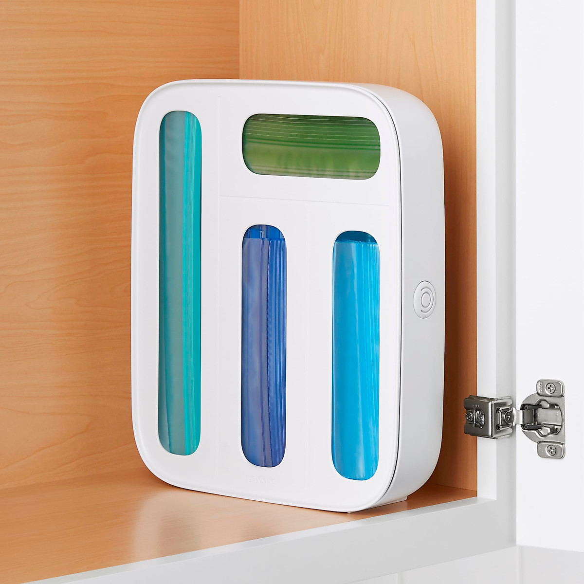 YouCopia StoraBag Plastic Sandwich Bag Organizer for Kitchen Storage, 4-Slot, White