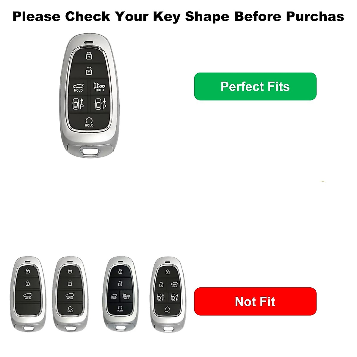 TX-INNO AUTO Key fob Cover Compatible with 7 Buttons Keyless Entry Smart Car Key Case Protector with Keychain