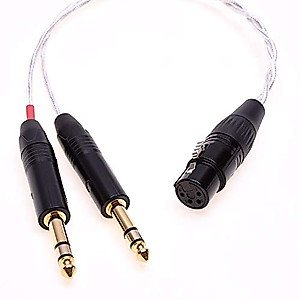 GAGACOCC DIY 2x2 Crystal Silver Plated Shield Cable for Mytek Brooklyn DAC 2 1/4 6.35mm Male to 4-pin XLR Female Balanced Adapter