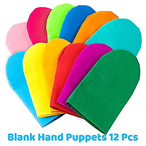 WATINC 12Pcs Hand Puppet Making Kit for Kids Art Craft Felt Sock Puppet Toys Creative DIY Make Your Own Puppets Pompoms Storytelling Role Play Party Supplies Christmas Gift for Girls Boys