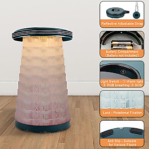 OXAMAFIT Outdoor Retractable Folding Table and 2 Stools Set, Portable Camping Foldable Table Lightweight, 3 Lighting Mode Adjustable Stool for Outdoor Picnic, Beach, Camp, Party.-Green