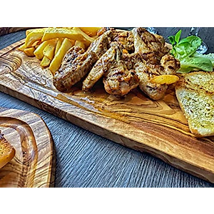 Cleminson 18” x 9” Olive Wood Carving, Cutting and Serving Board with Juice Groove - Large