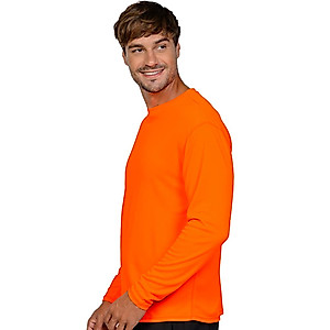 INGEAR Rash Guard Long Sleeve Swim Shirt for Men UPF 50+ Sun Protection, Quick Dry, Moisture Wicking, Light Weight, Long Sleeves Shirt for Outdoor Sports (Neon Orange, 3X)