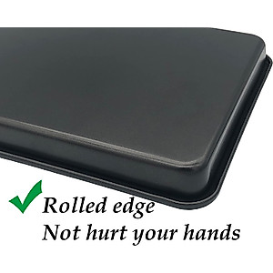 Small Cookie Sheets 11X9 Inch 2Pcs Mini Baking Pan Toaster Oven Tray Nonstick Thicken Brushed Carbon Steel Magnetic No Warp 1 to 2 Person Bakeware By HYTK