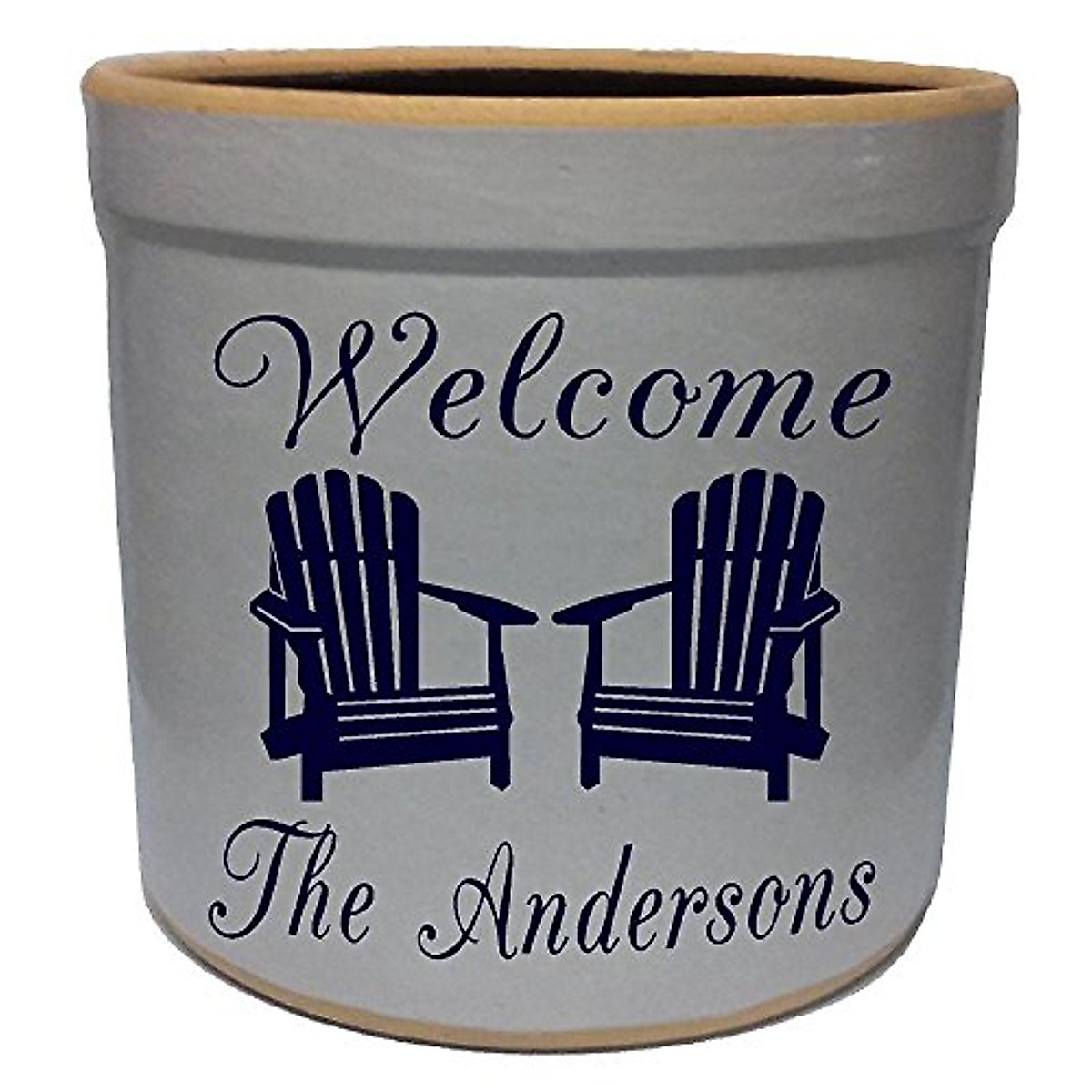 3 Gallon Personalized Stoneware Crock - Adirondack Welcome