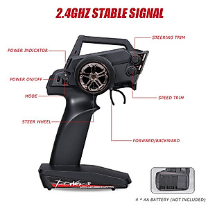 GoolRC WLtoys 124019 RC Car,1/12 Scale 2.4GHz Remote Control Car,4WD 60km/h High Speed Racing Car,Off-Road Buggy Drift Car RTR with Aluminum Alloy Chassis,Zinc Alloy Gear and 2 Batteries