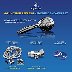 AquaBliss SF500 HD HEAVY DUTY High Output Shower Filter - Chrome - Plus The AquaBliss TheraSpa Hand Shower – 6 Mode Massage Shower Head with Hose High Pressure to Gentle Water Saving Mode